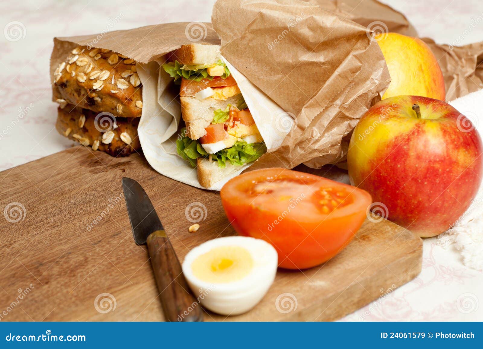 Fruit and Sandwiches for Lunch Stock Image - Image of juice, brown ...