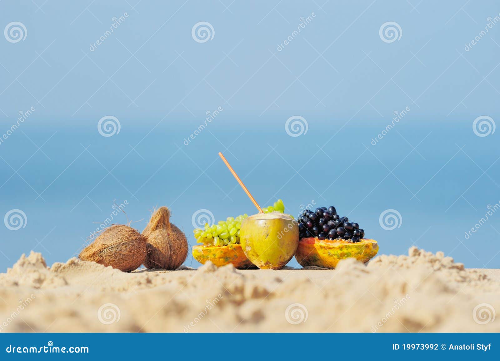 Fruit on the sandy beach stock photo. Image of caribbean - 19973992