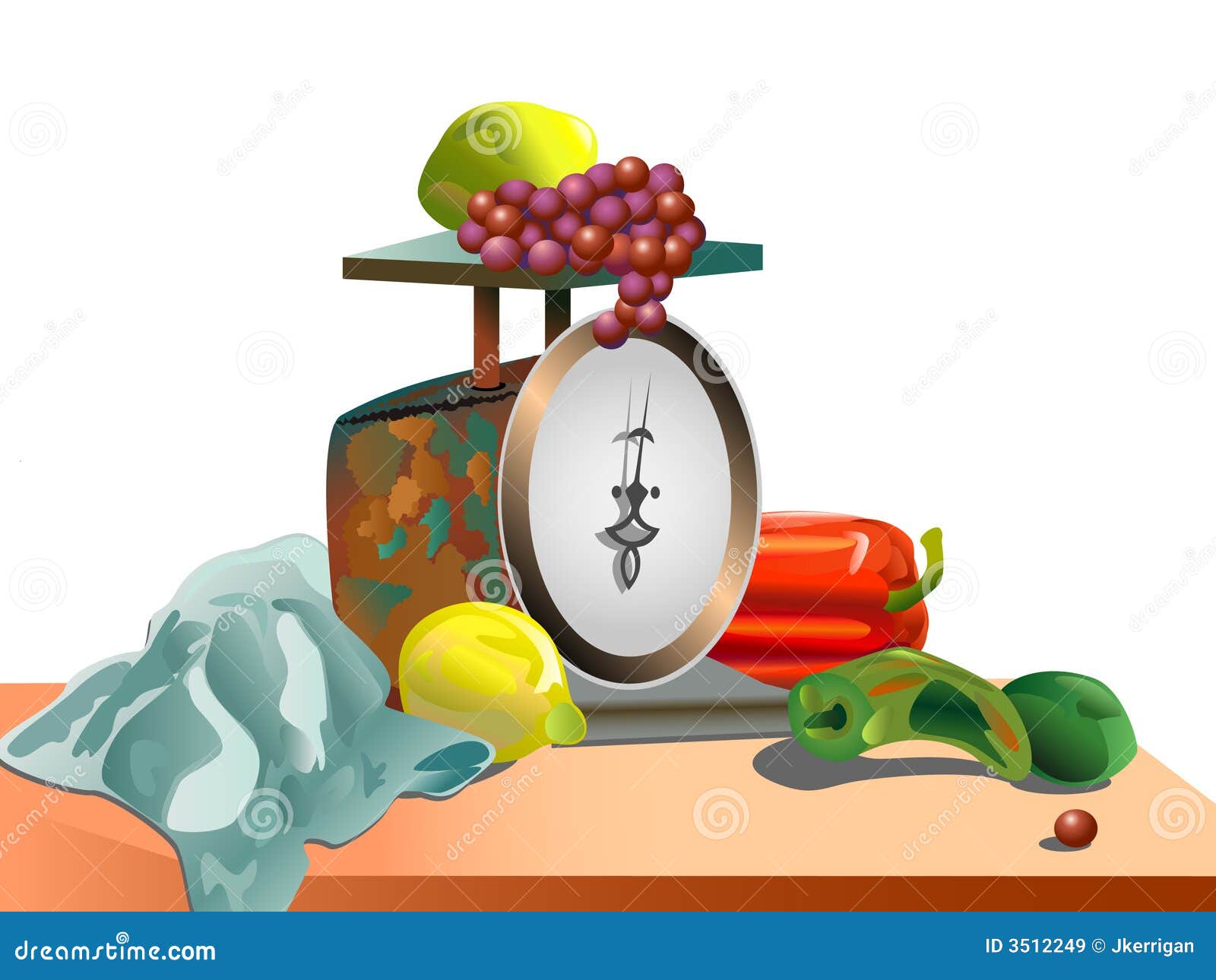 Fruit Scale stock vector. Illustration of grapes, lemon - 3512249
