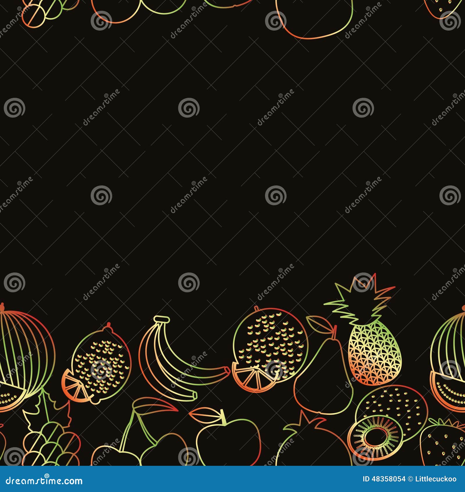 Fruit Seamless Border Pattern. the Image of Fruits and Berries Stock ...