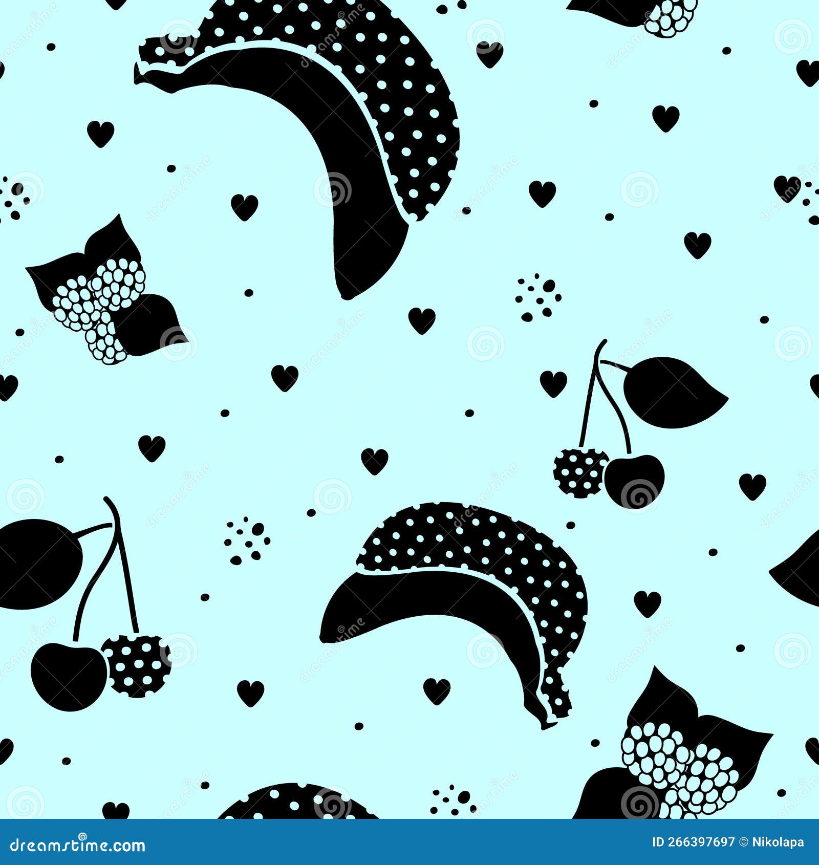 Fruit Seamless Pattern with Abstract Texture. Banana, Cherries and ...