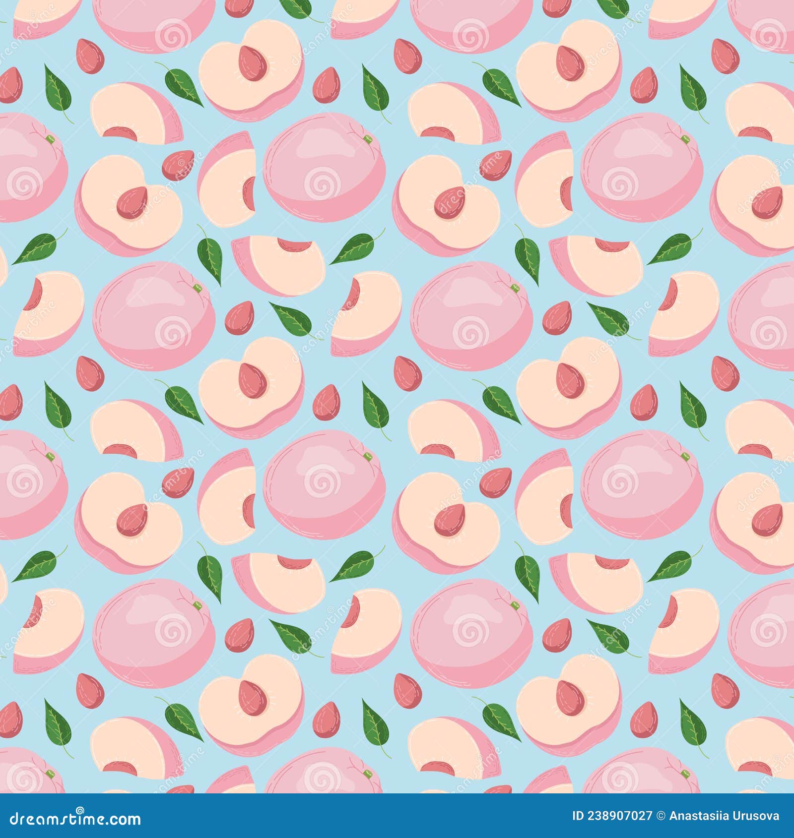 Fruit Seamless Pattern for Textile Products, Peach Pieces, Bone and ...