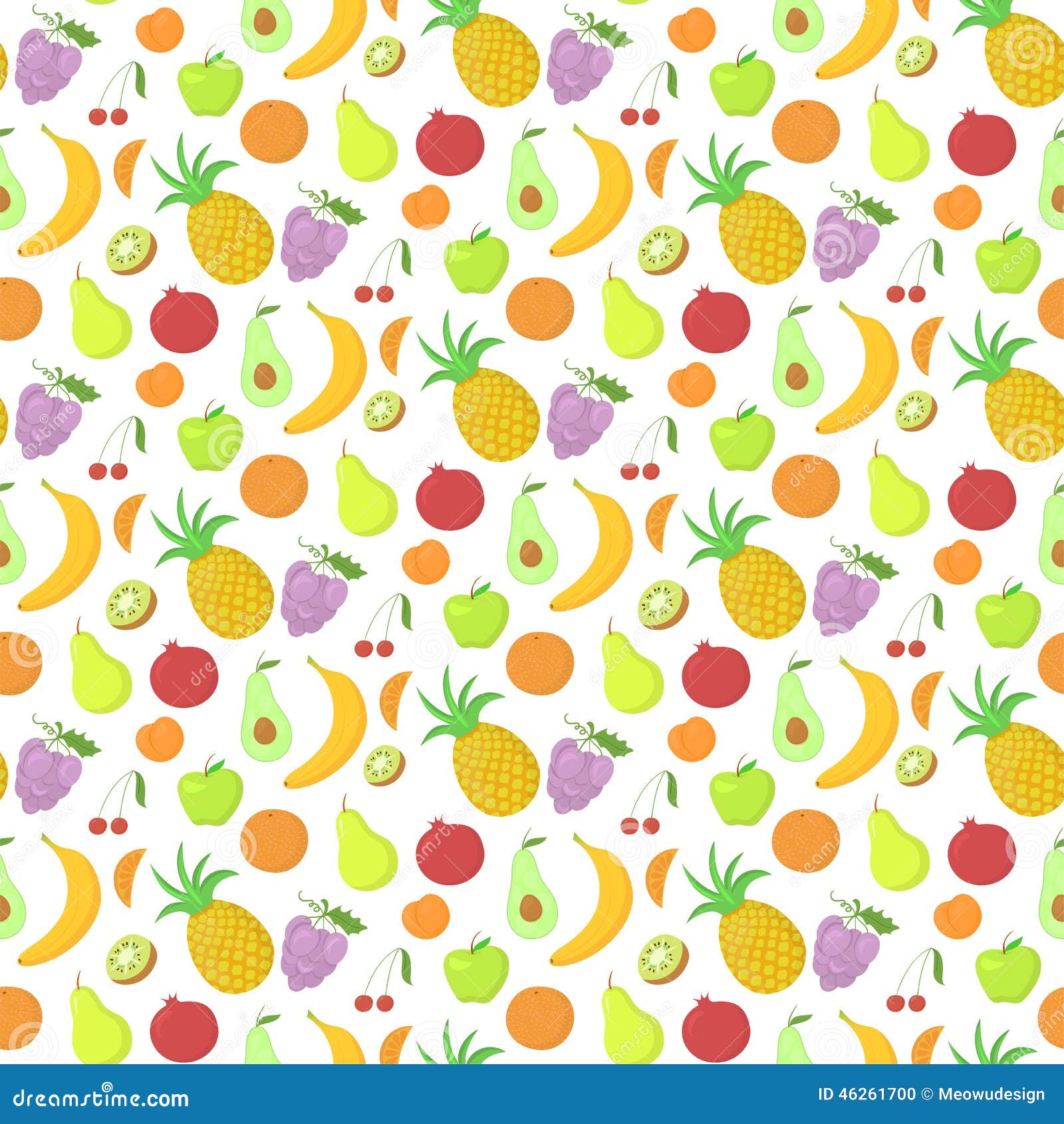 Fruit Seamless Pattern, Vector Background with Stock Vector ...