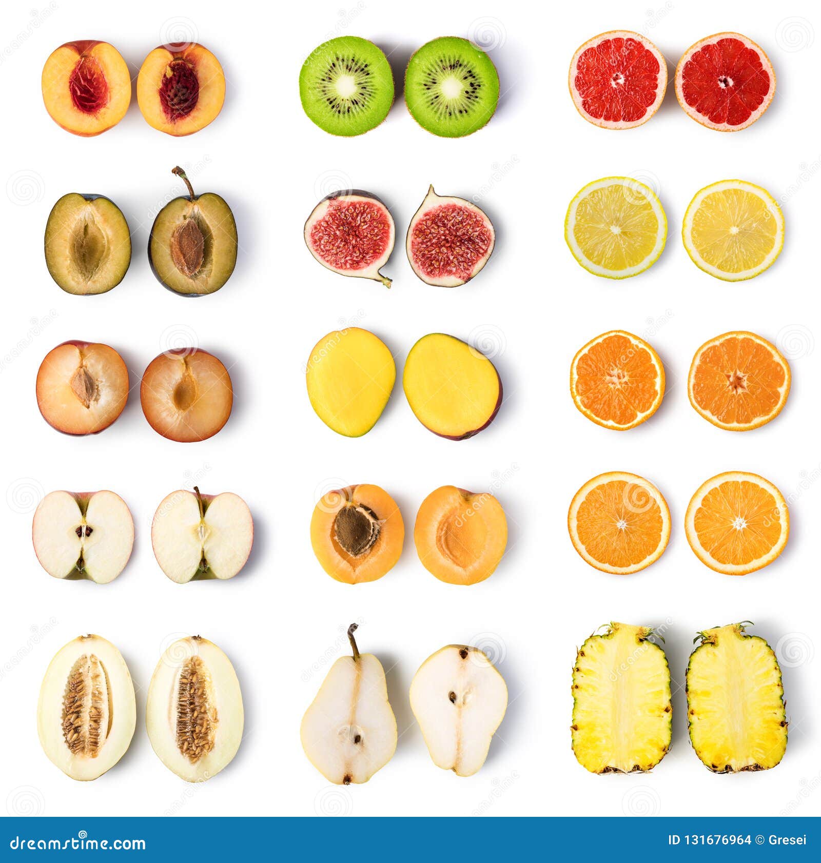 Fruit Set Isolated on White Stock Photo - Image of pulp, group: 131676964