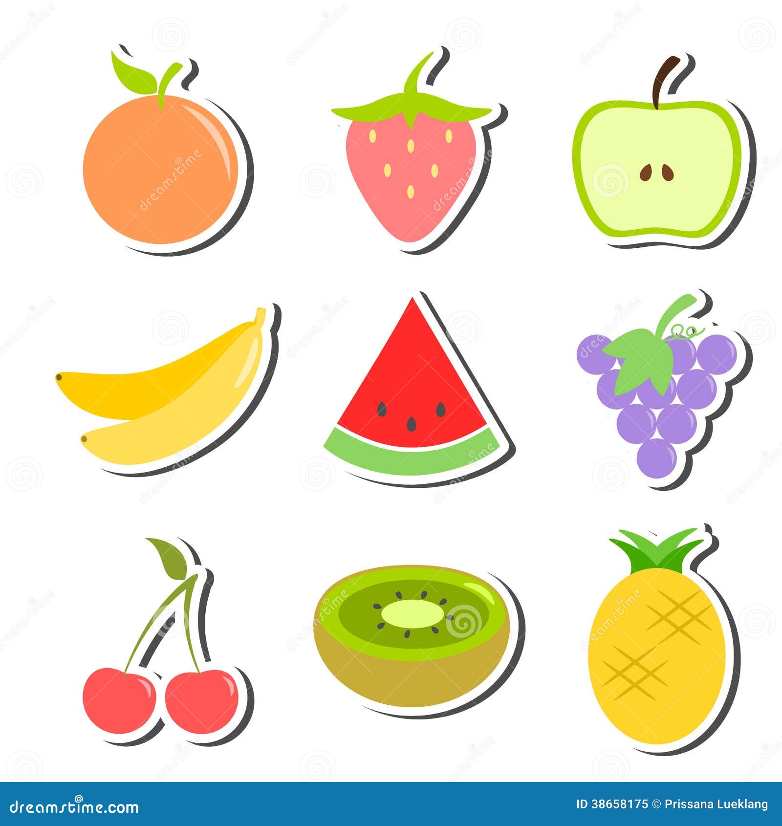 Fruit Set Stickers stock illustration. Illustration of berry - 38658175