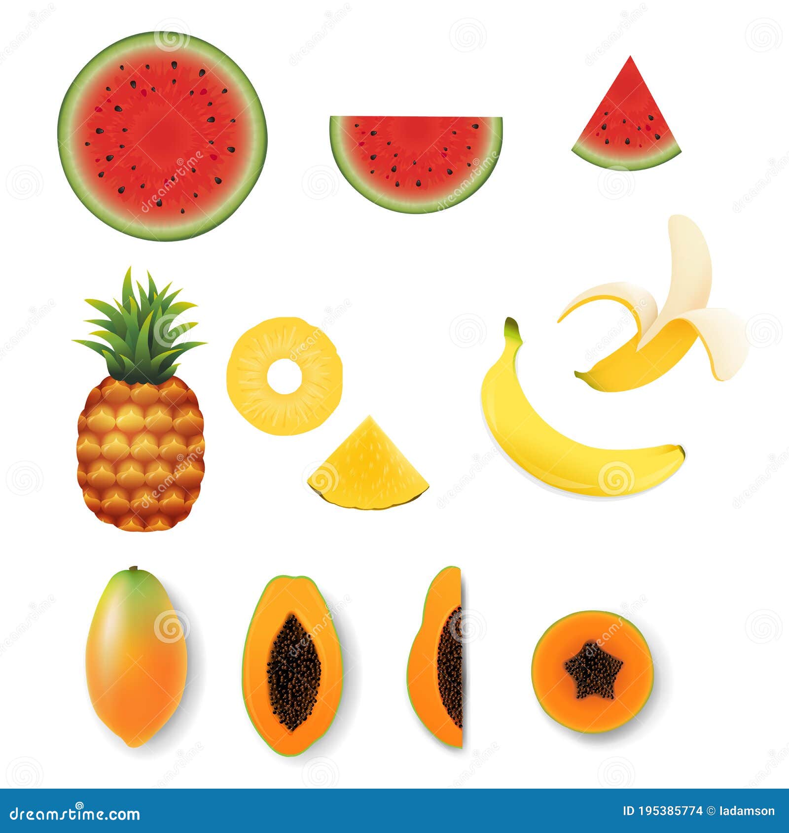 Fruit Set stock vector. Illustration of food, isolated - 195385774