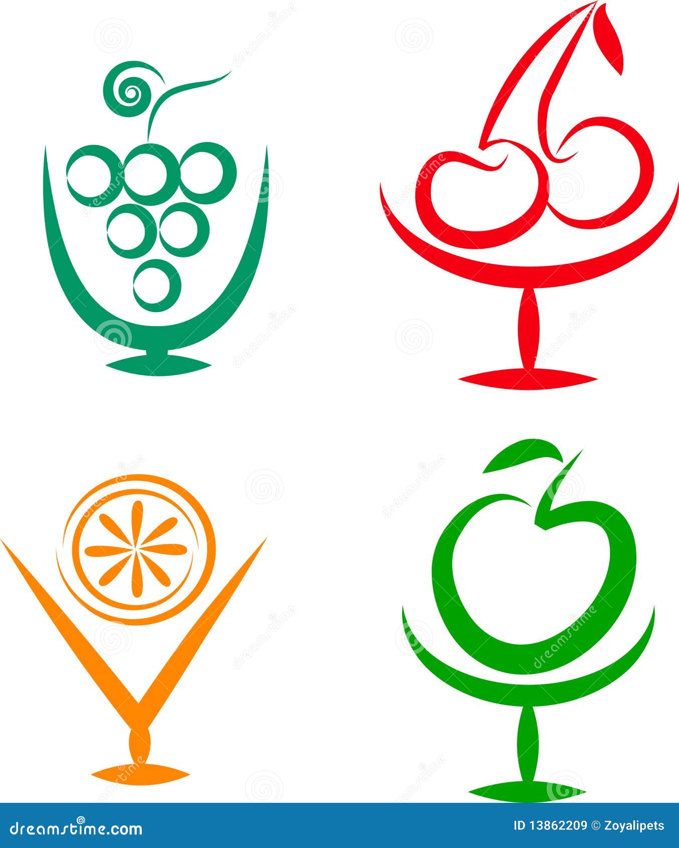 Fruit Shakes and Cocktails Icons -2 Stock Vector - Illustration of ...