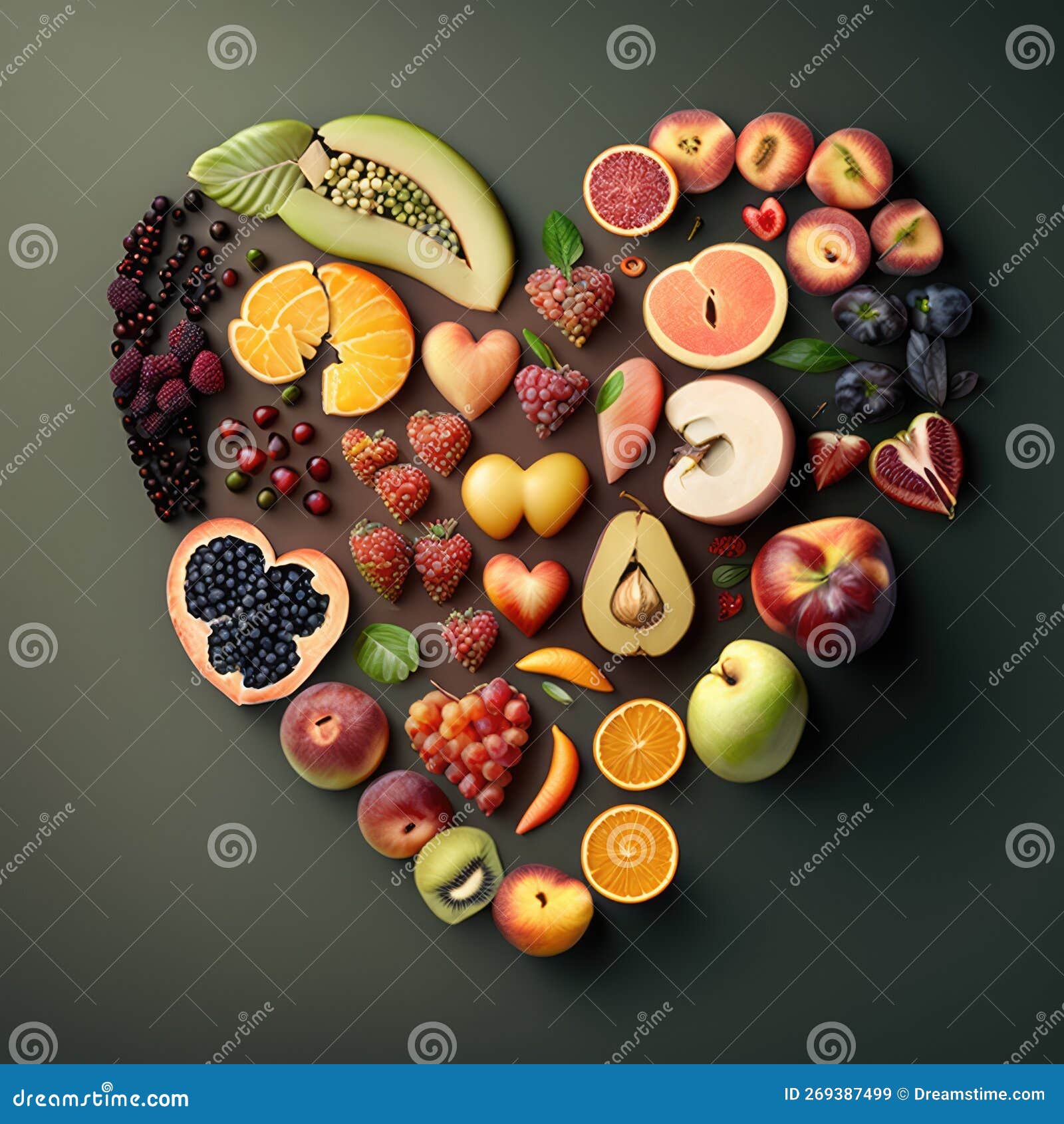 Fruit in the Shape of a Heart Stock Illustration - Illustration of ...