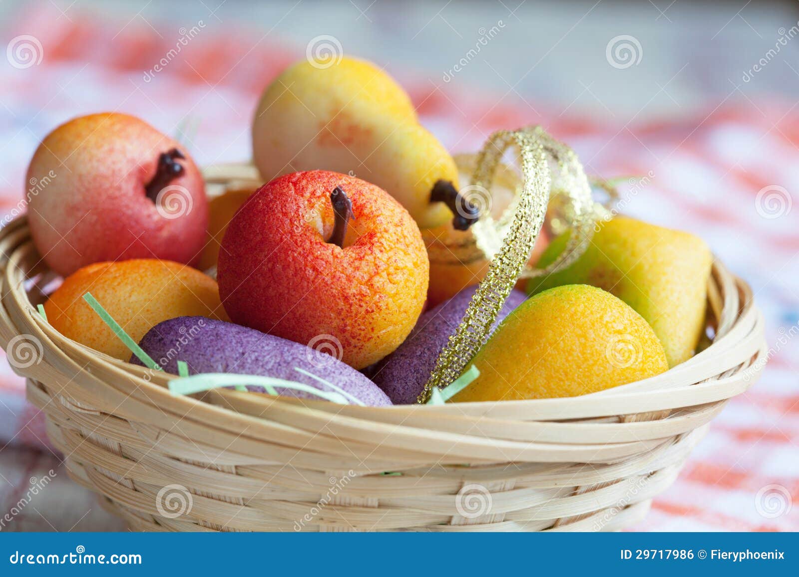 Fruit Shaped Candies in Macro Image of Marzipan Sweets in a Bask Stock ...