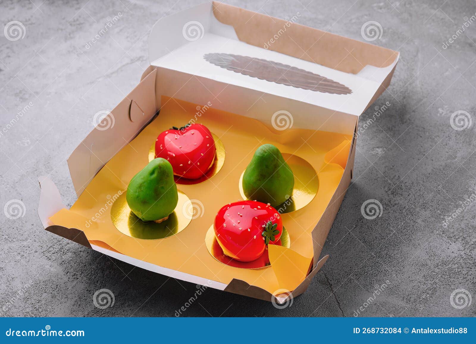 Fruit-shaped Mousse Cakes in a Box Stock Photo - Image of strawberry ...