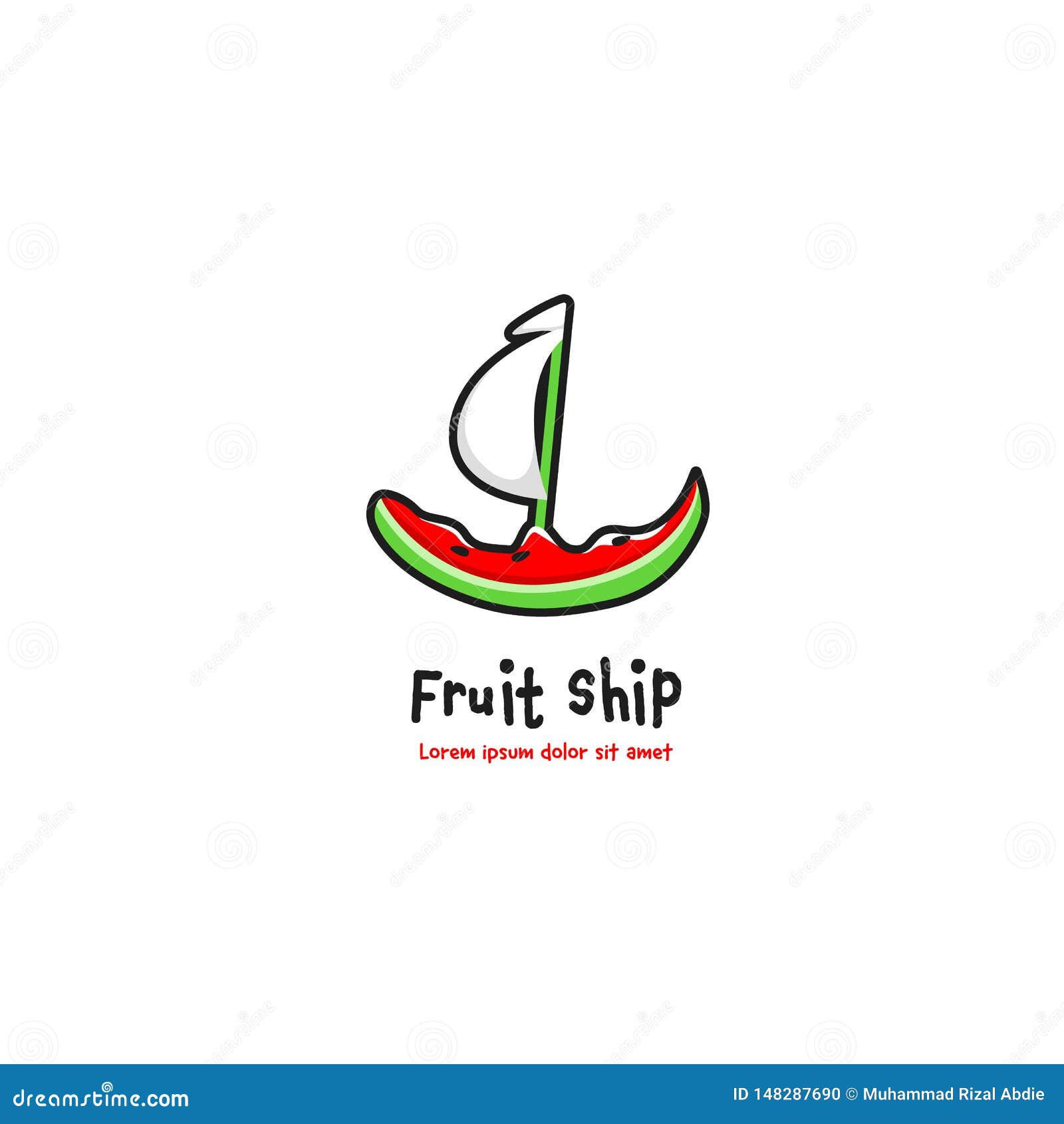 Fruit Ship, Watermelon Fruit Ship Logo, Unique Cartoon Logo from Summer ...