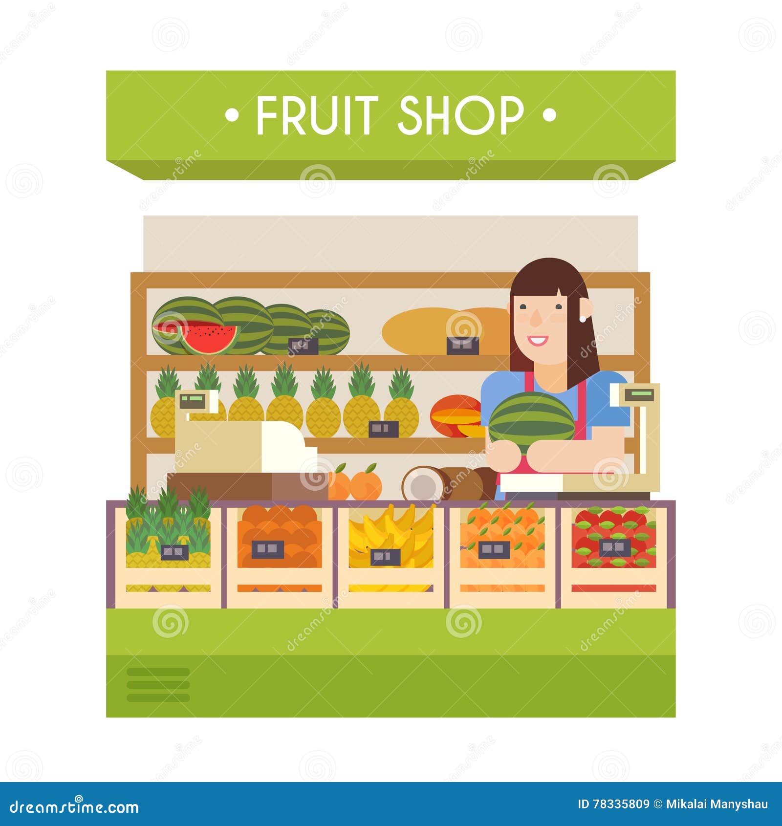 Fruit shop stock vector. Illustration of mango, kiwi - 78335809