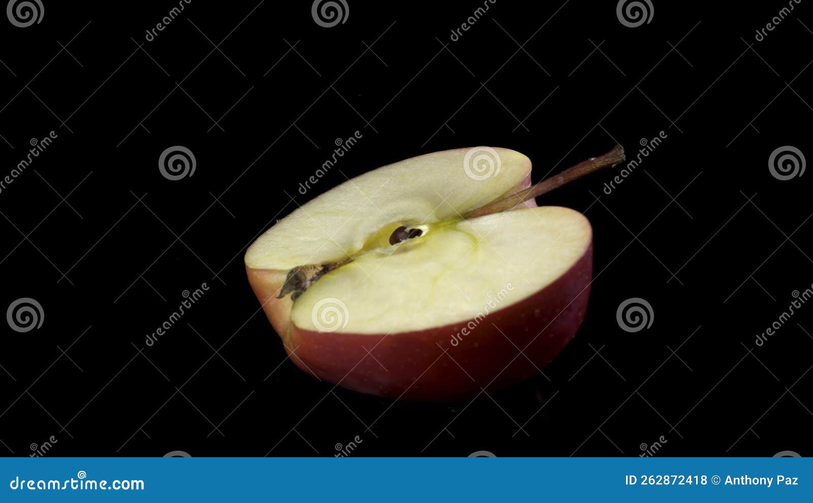 Fruit Slice Apple Spinning and Rotating Isolated on Black Background ...