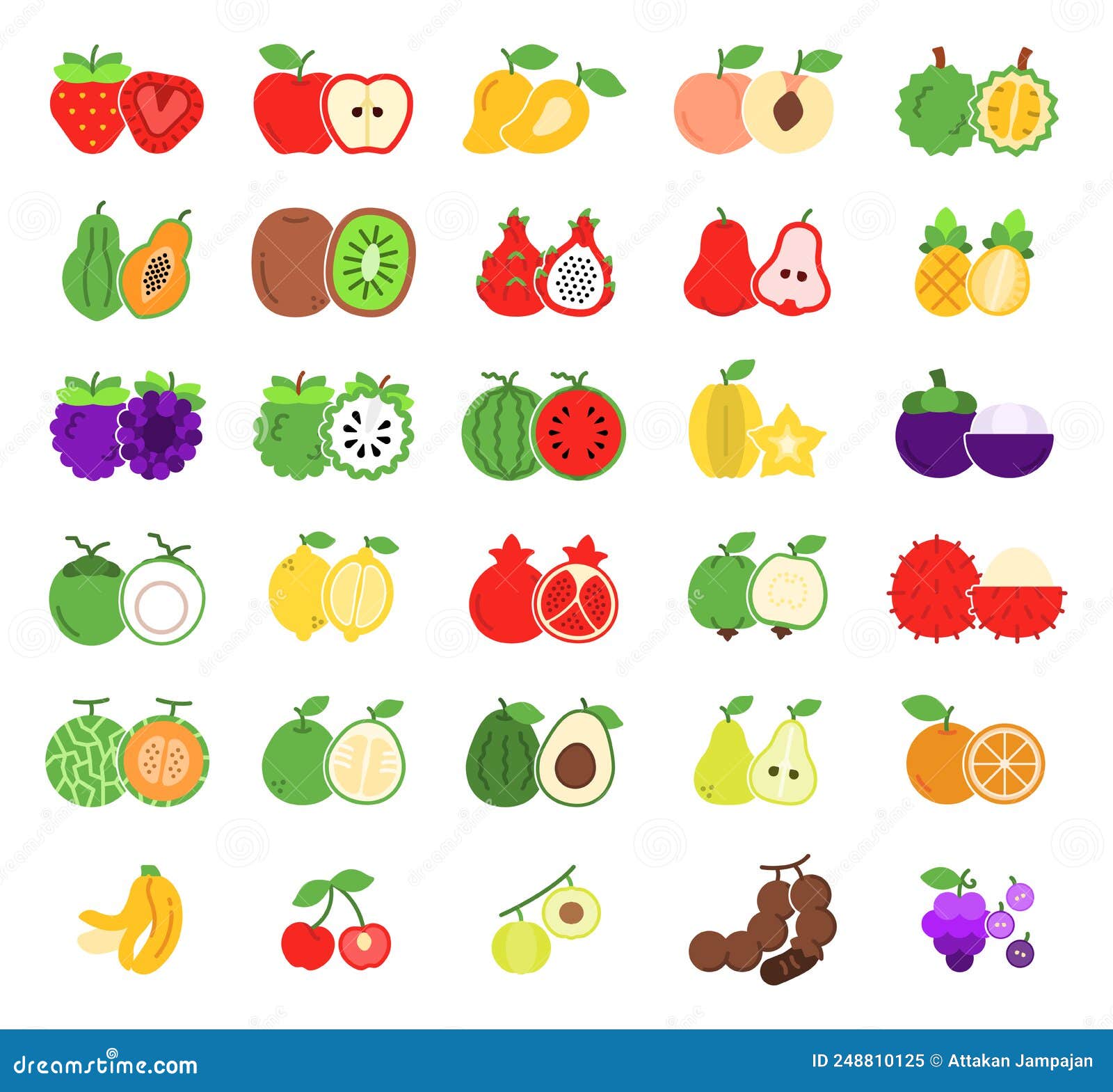 Fruit Slice Icon Set, Vector, Illustration. Stock Vector - Illustration ...