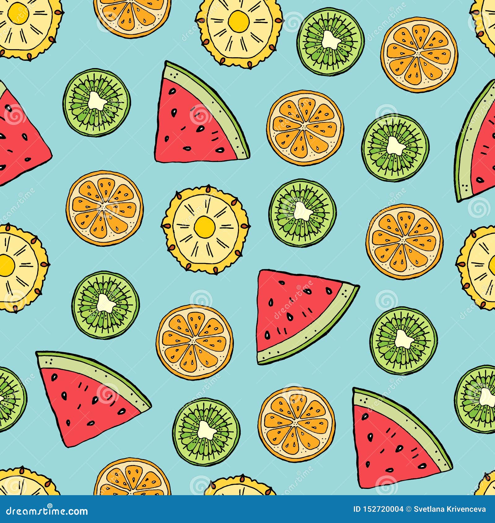 Fruit slices pattern stock illustration. Illustration of exotic - 152720004