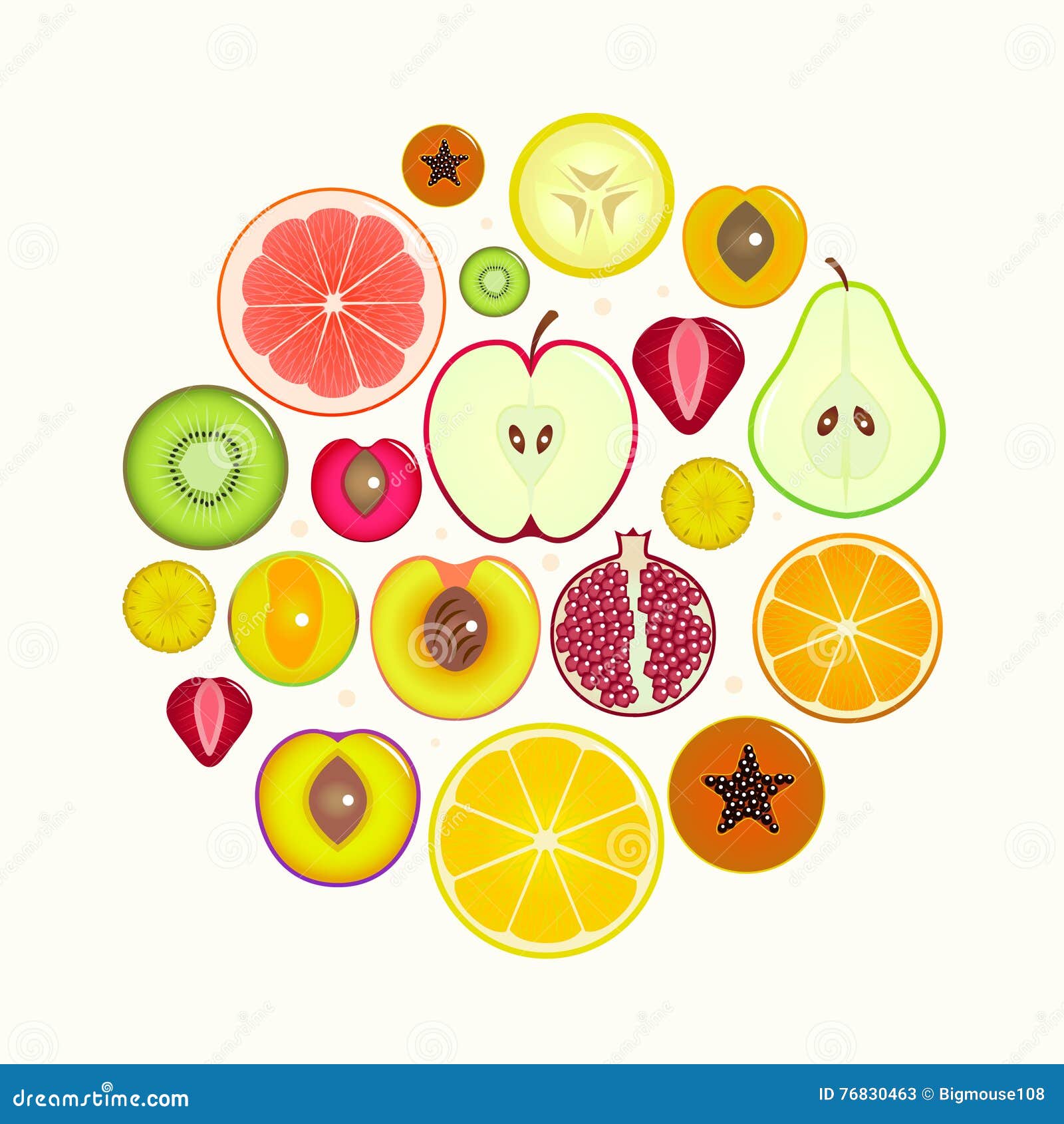 Fruit Slices Round. Vector stock vector. Illustration of pear - 76830463