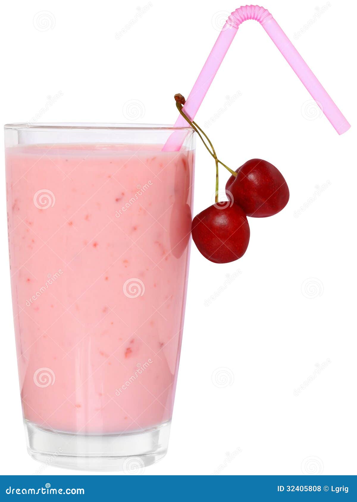 Fruit Smoothie Decorated Pair of Cherries Stock Photo - Image of cutout ...