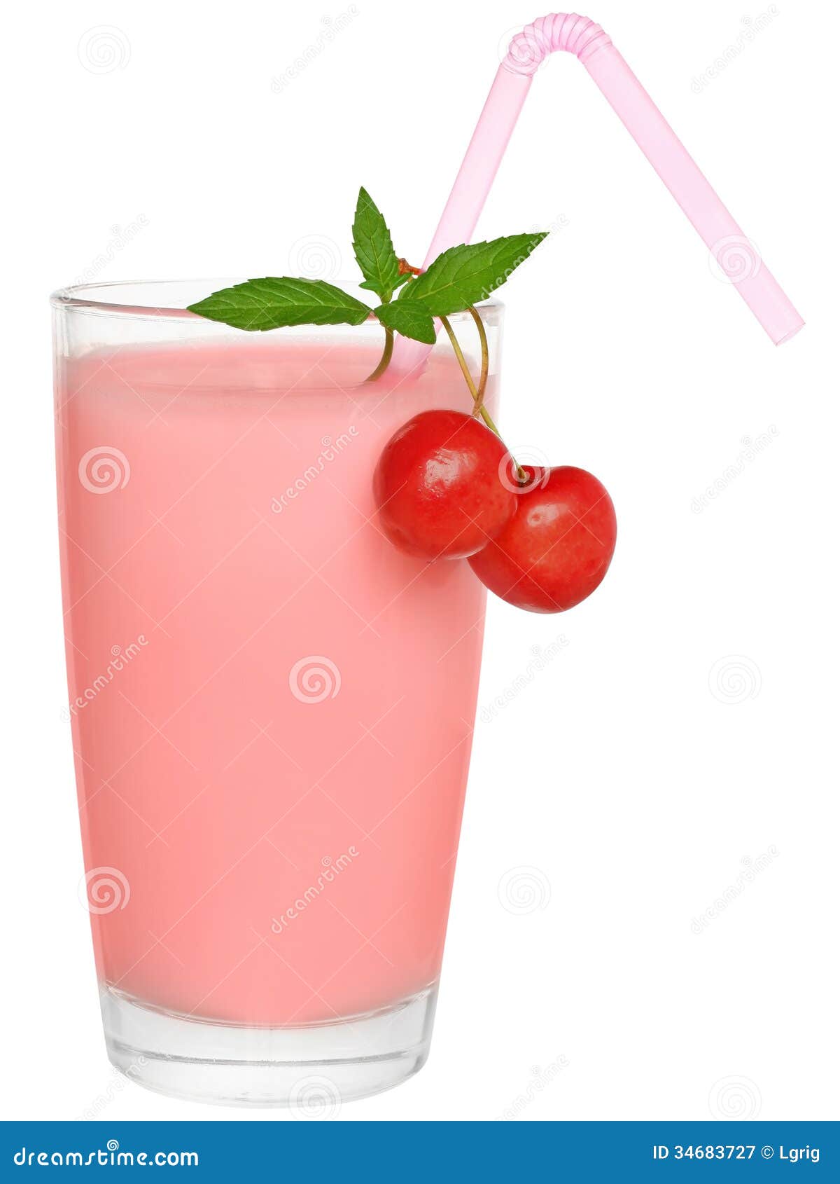 Fruit Smoothie Decorated Pair of Cherries Stock Image - Image of fresh ...