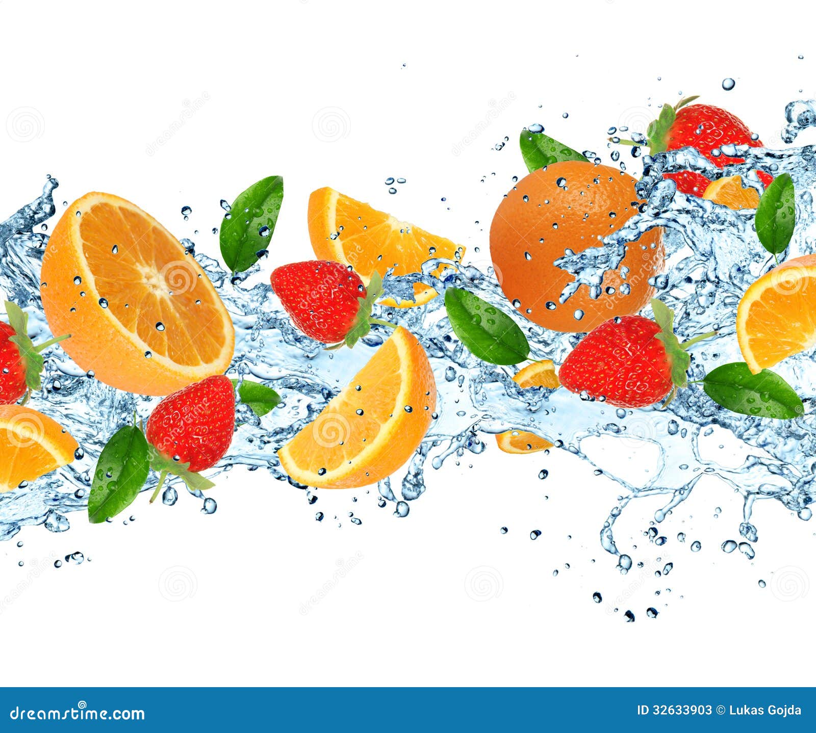 Fruit with splashing water stock image. Image of leaves - 32633903