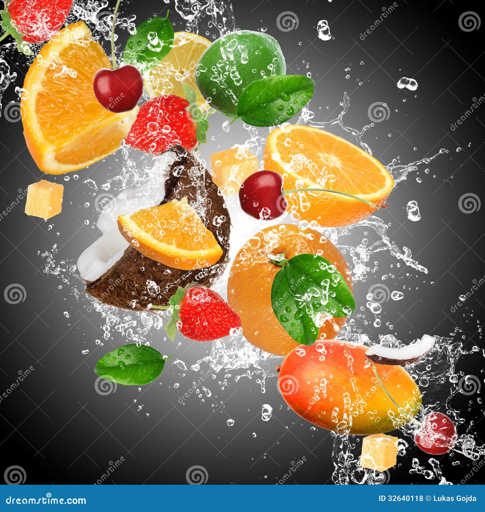 Fruit with splashing water stock photo. Image of juice - 32640118