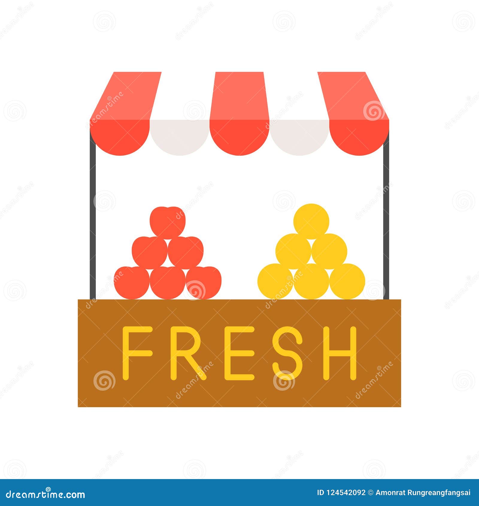 Fruit stall icon stock vector. Illustration of farmer - 124542092