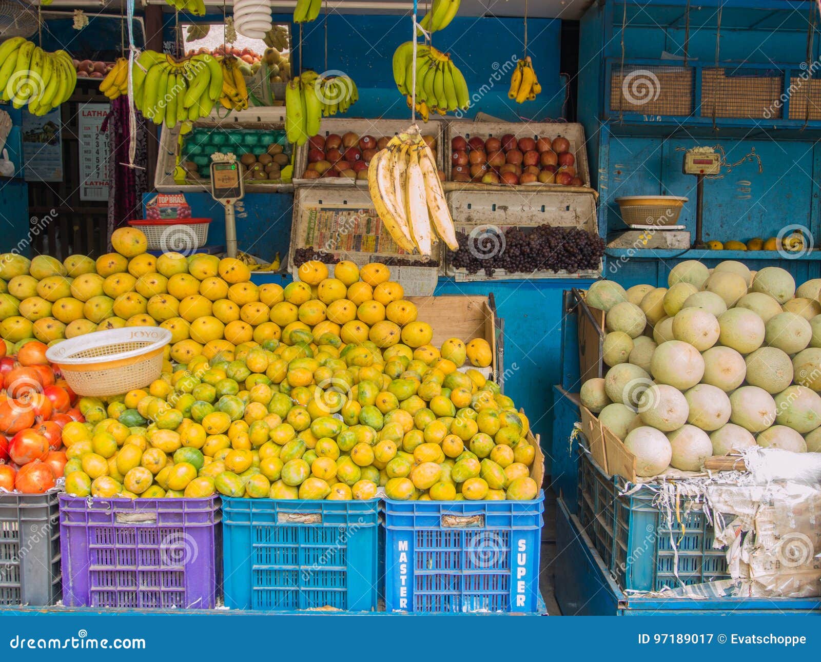 Fruit Stall in India stock image. Image of bazaar, seller - 97189017