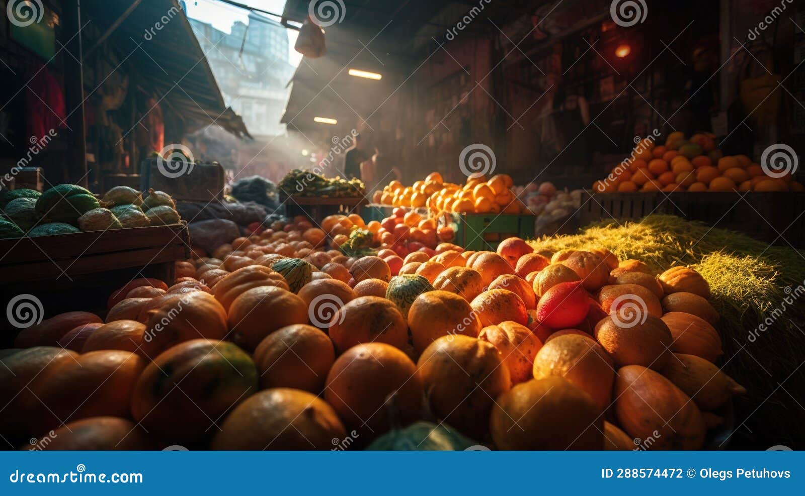 A Fruit Stand with Oranges, Apples, and Other Fruits Stock Photo ...