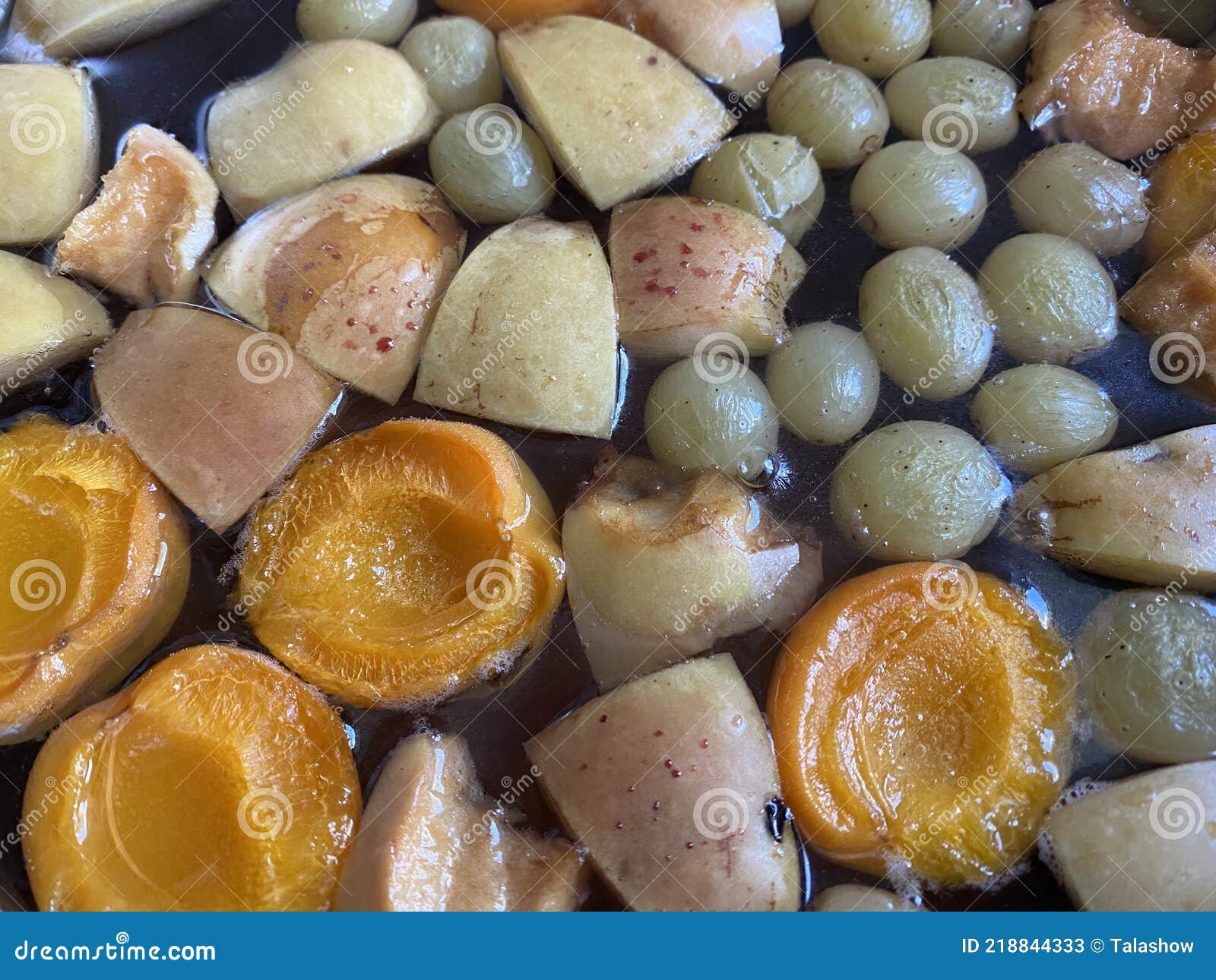 Fruit Stewed in Compote Close-up Stock Image - Image of ramekin, nature ...