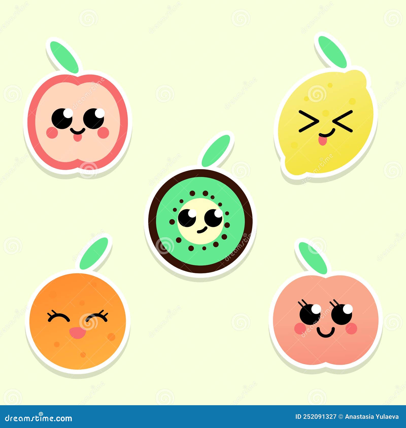Fruit stickers emoji stock vector. Illustration of fruit - 252091327