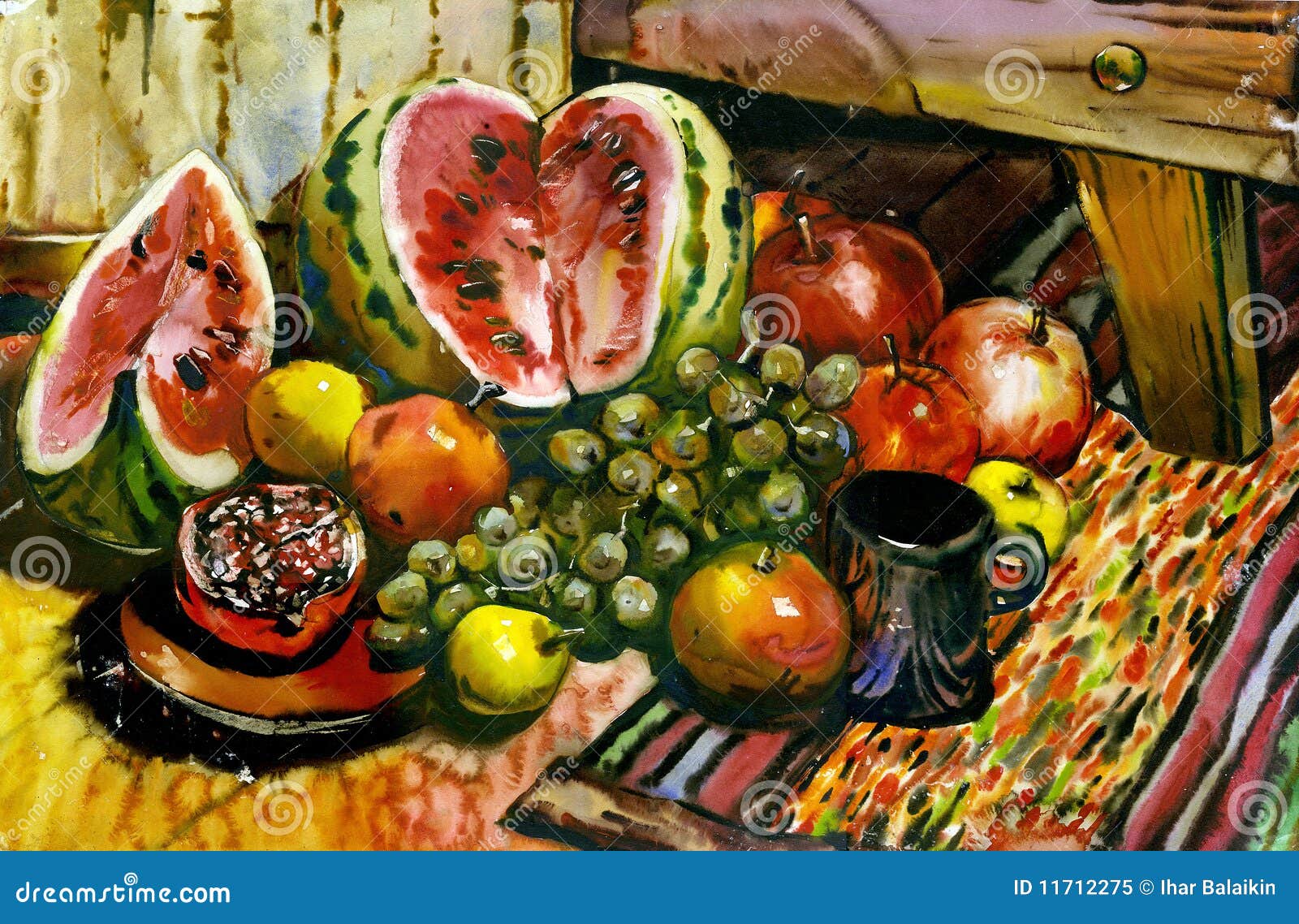 Fruit still-life stock illustration. Illustration of grapes - 11712275
