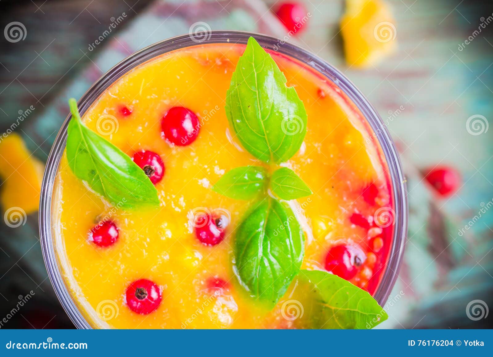 Fruit Summer Orange Currant Mousse Stock Photo - Image of greens, basil ...