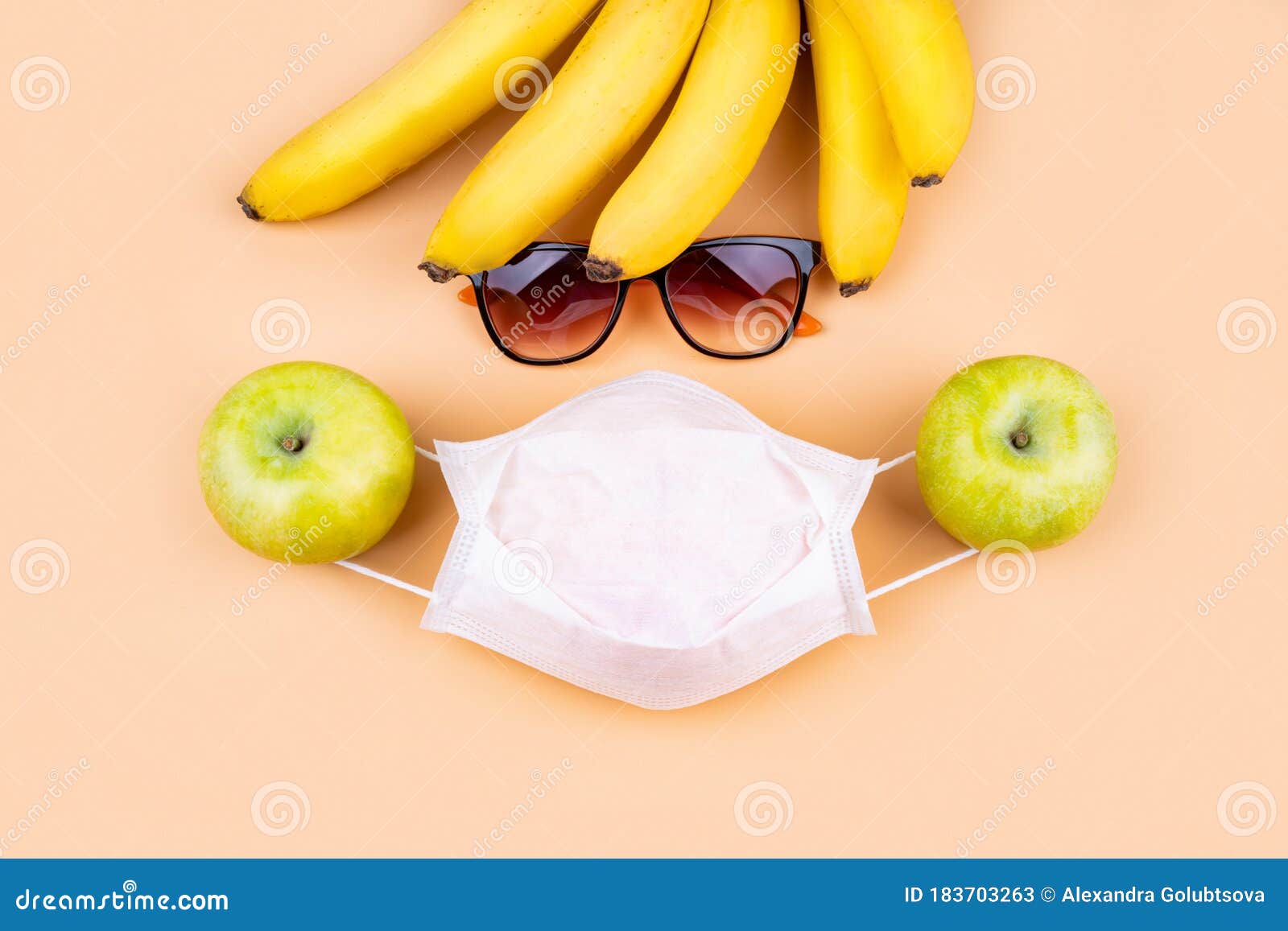 Fruit, Sun Glasses and Mask Composition. Stock Image - Image of ...