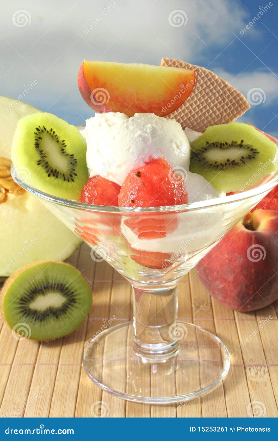 Fruit sundae stock image. Image of cream, peel, fruit - 15253261