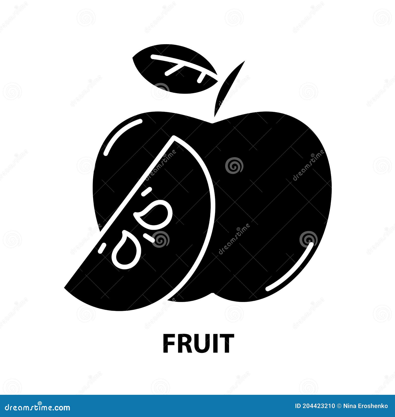 Fruit Symbol Icon, Black Vector Sign with Editable Strokes, Concept ...