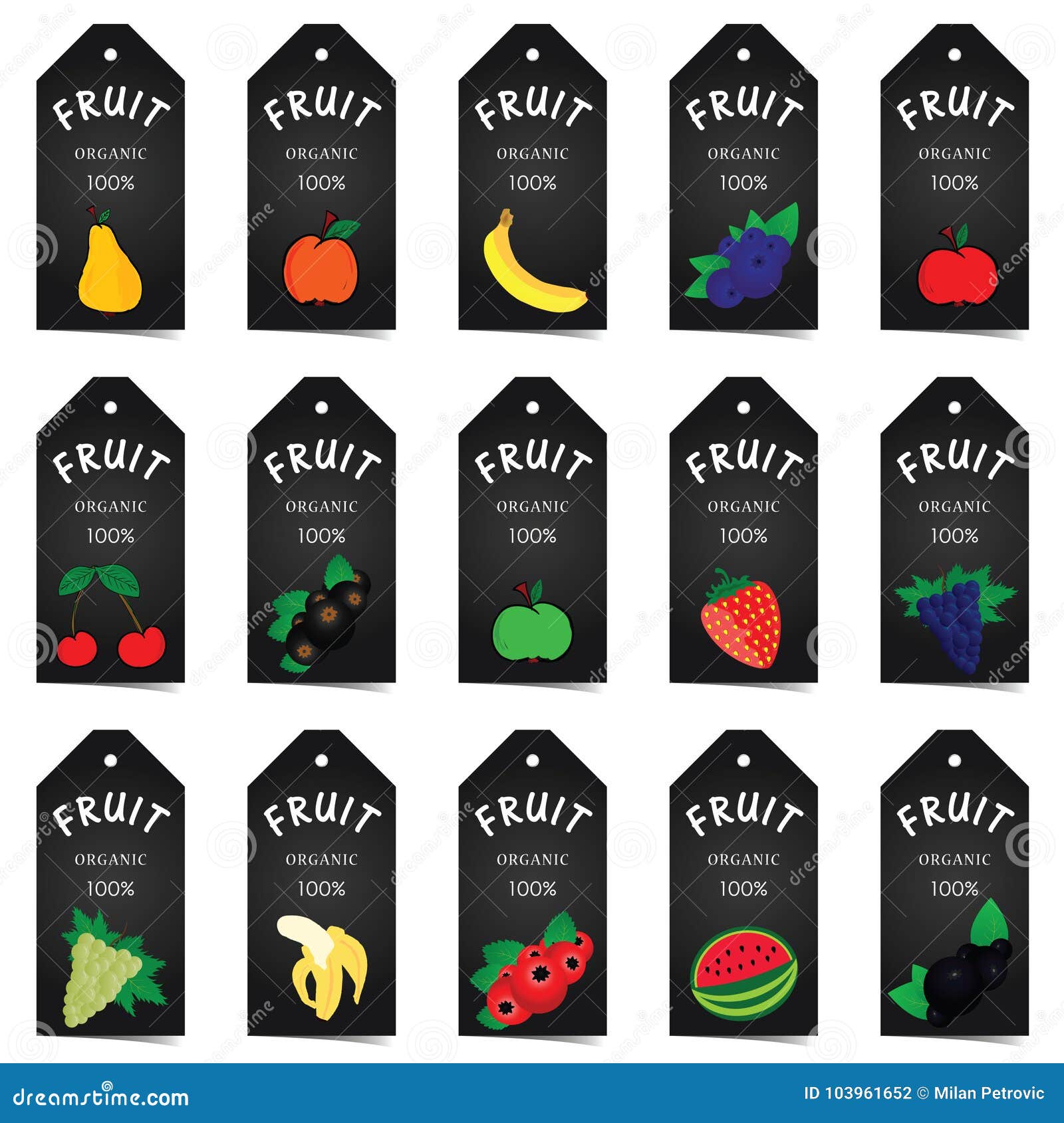 Fruit tag set illustration stock vector. Illustration of food - 103961652