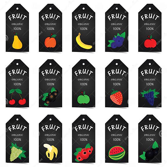 Fruit tag set illustration stock vector. Illustration of food - 103961652