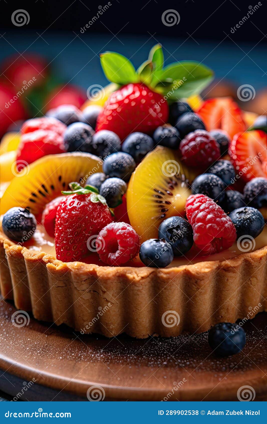 A Fruit Tart with Berries on Top Stock Illustration - Illustration of ...