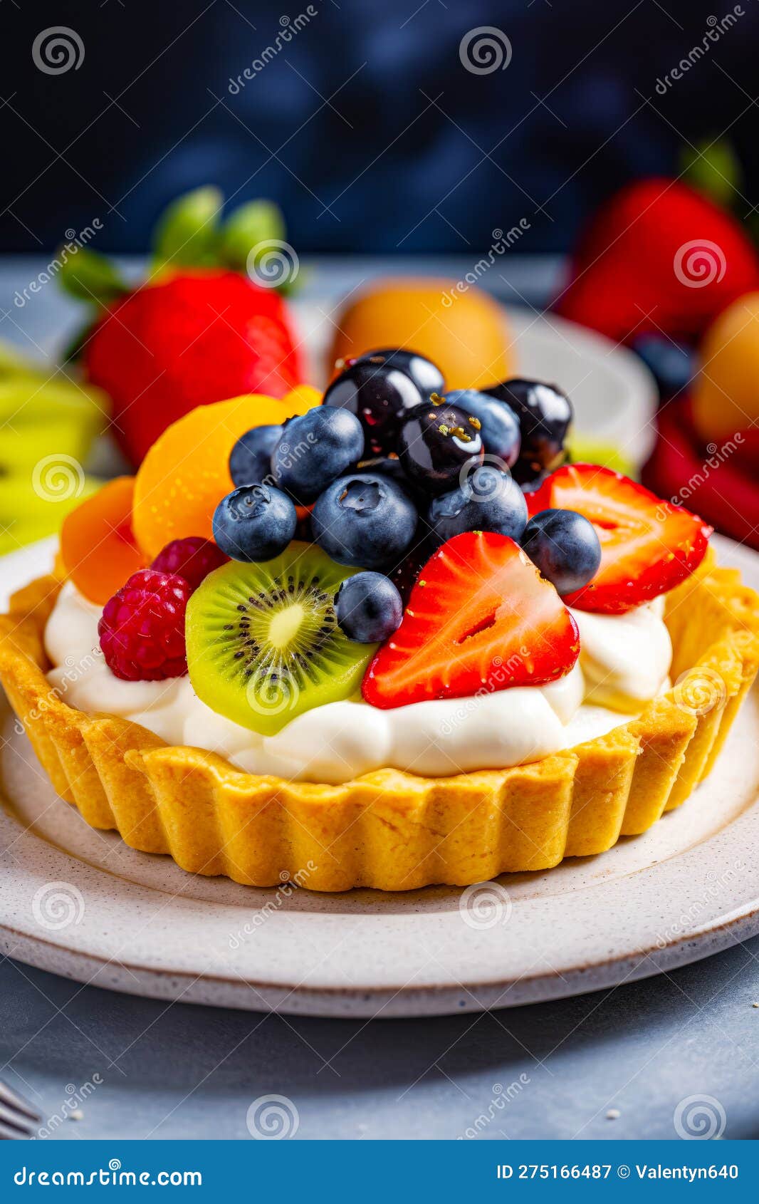 Fruit Tart with Whipped Cream and Fresh Fruit on Top of it. Generative ...