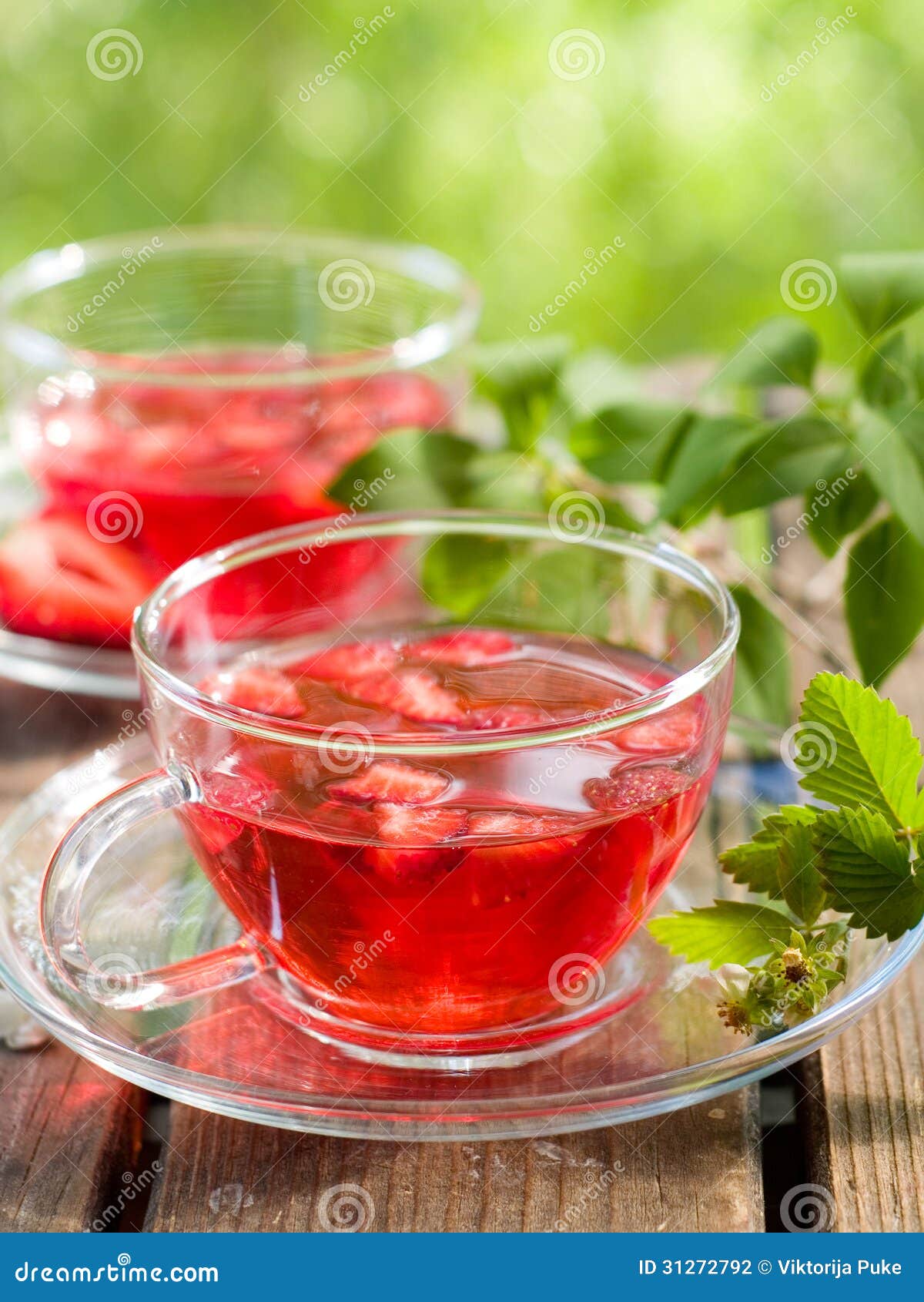 Fruit tea stock photo. Image of strawberry, leaves, teacup - 31272792