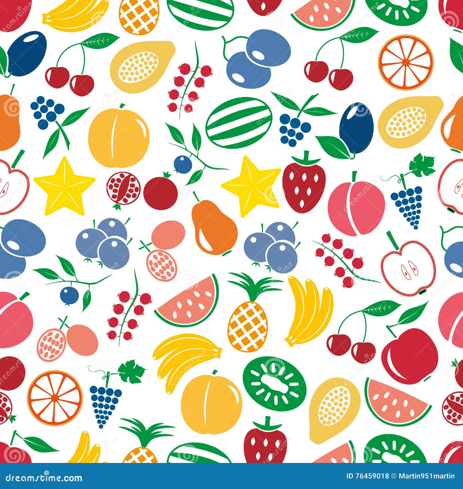 Fruit Theme Color Simple Icons Seamless Multicolor Pattern Eps10 Stock ...