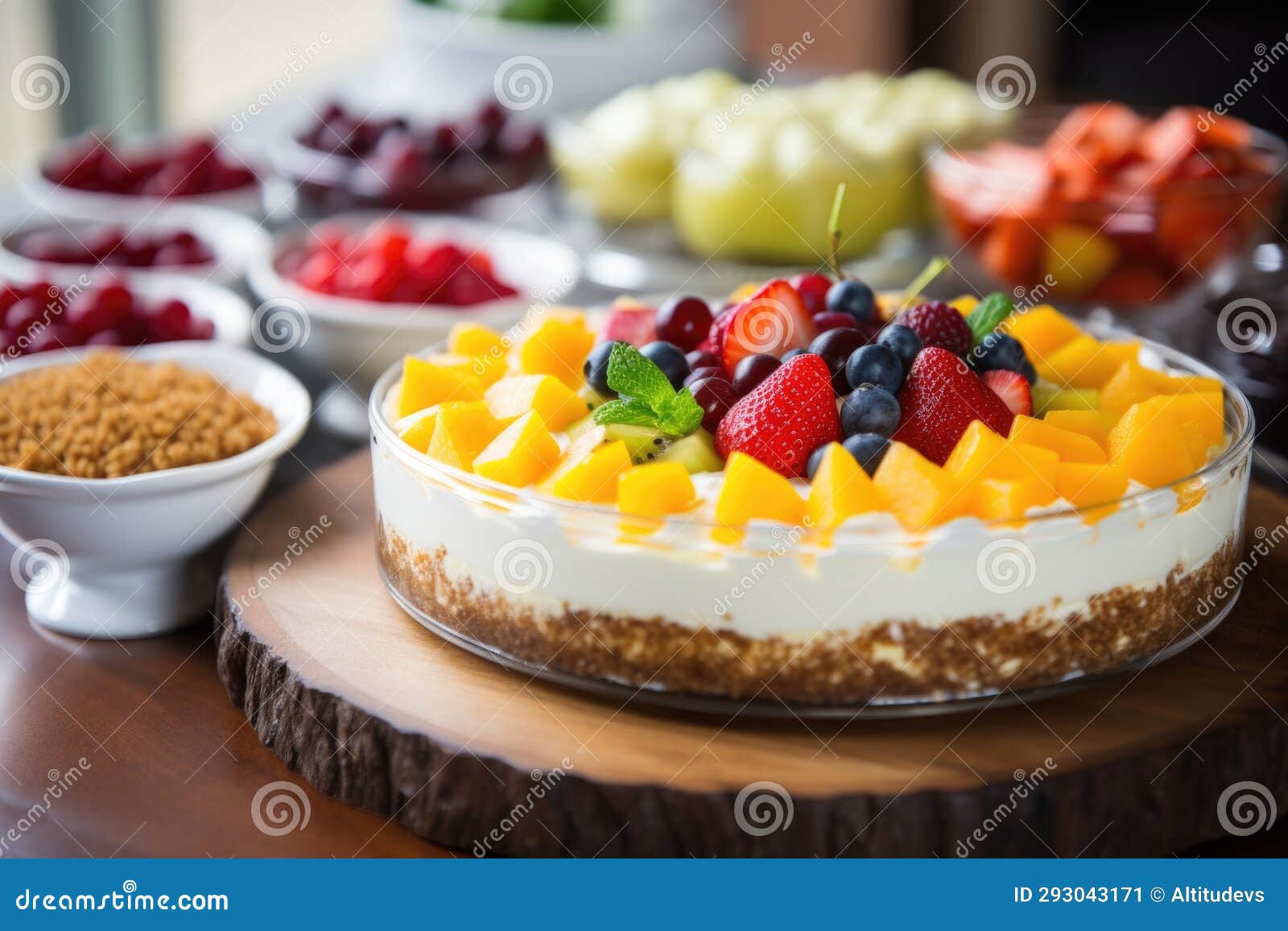 Fruit Topped Cheesecake on a Buffet Stock Image - Image of delicious ...
