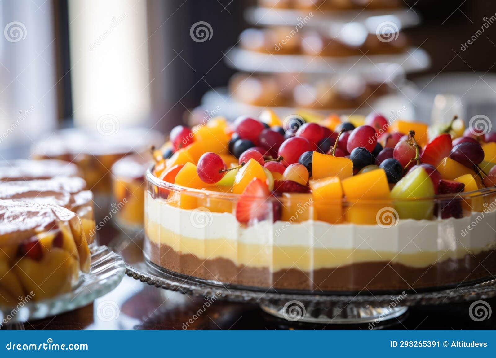 Fruit Topped Cheesecake on a Buffet Stock Image - Image of generated ...