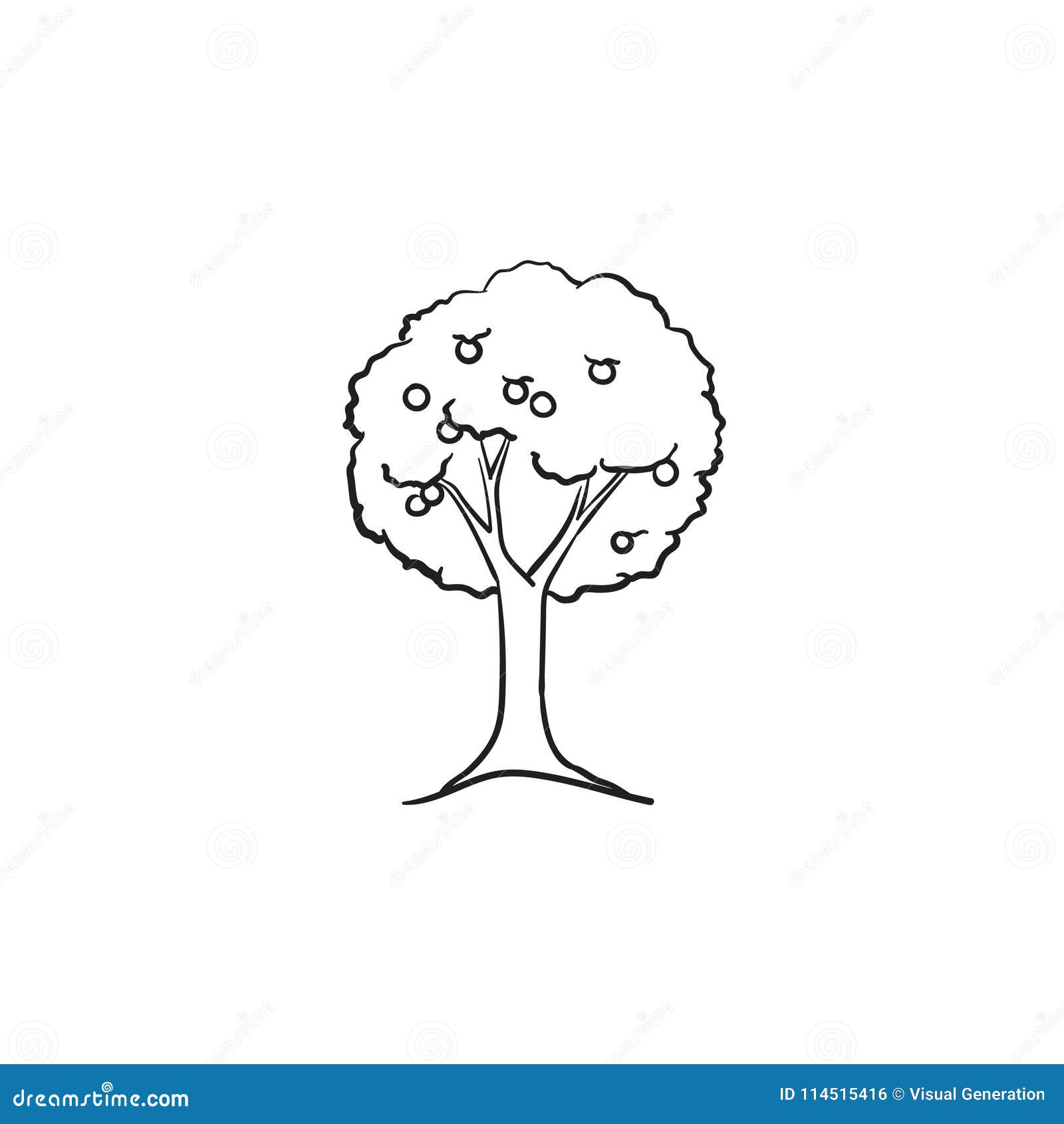 Fruit Tree Hand Drawn Sketch Icon. Stock Vector - Illustration of farm ...