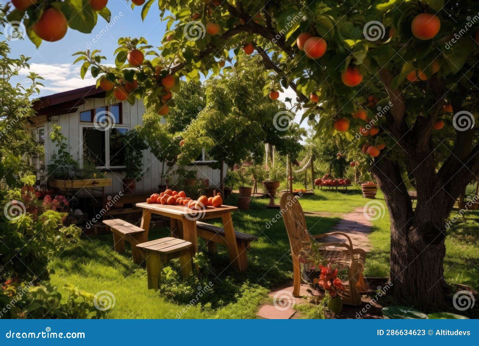 Fruit Trees in a Small Home Orchard Stock Image - Image of farming ...