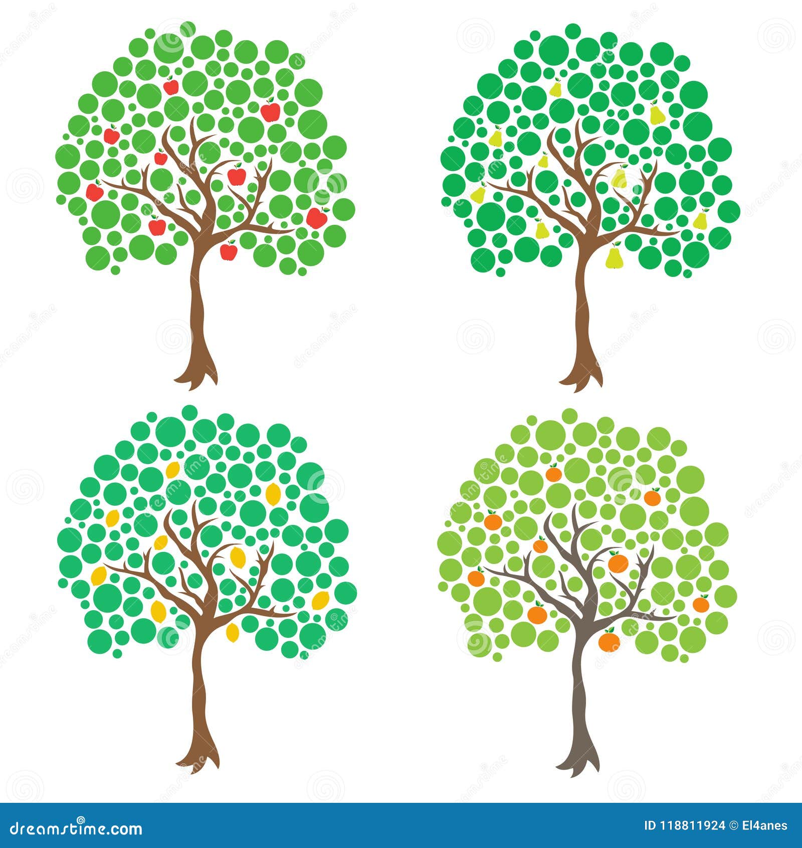 Fruit Trees. Vector Clip Art Stock Vector - Illustration of branch ...