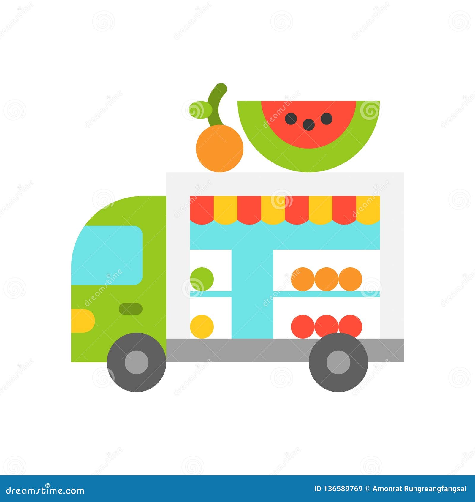 Fruit Truck Vector, Food Truck Flat Style Icon Stock Vector ...