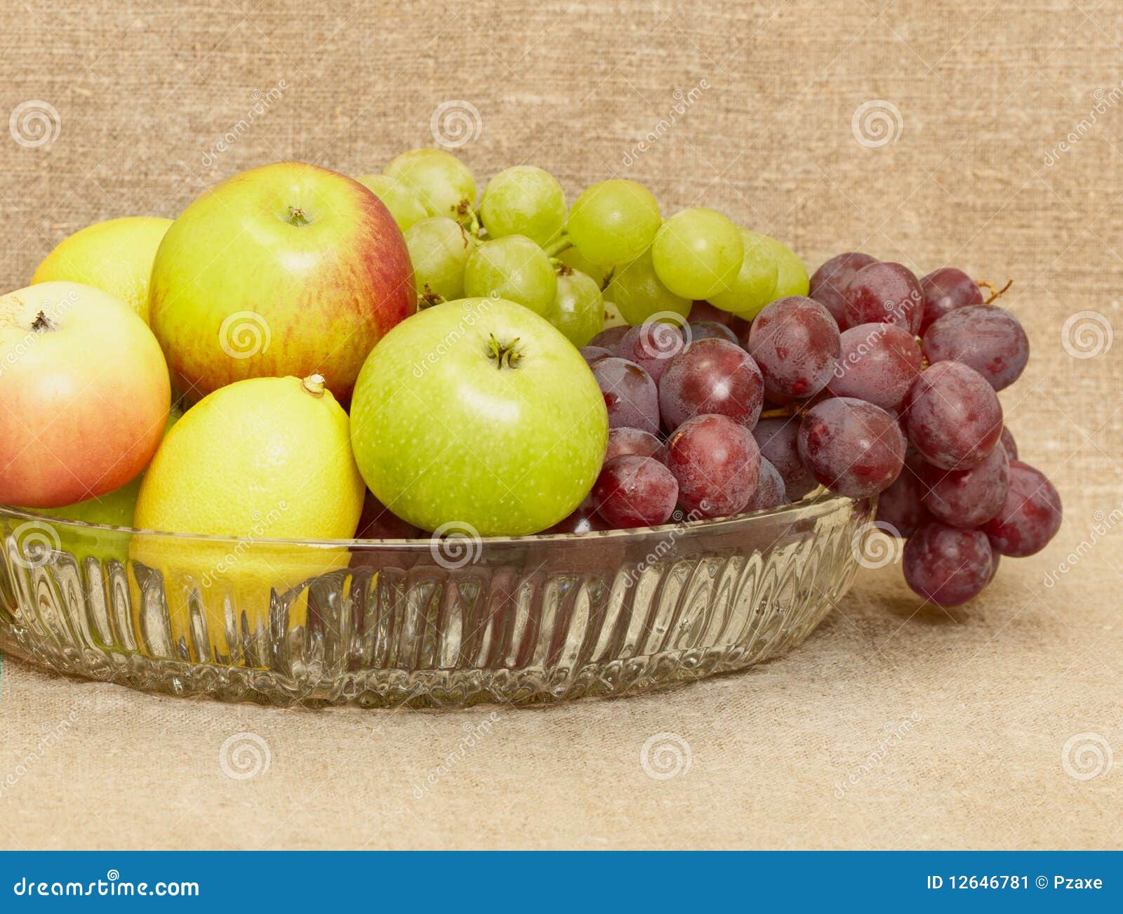 Fruit in Vase - Lemons, Apples, Grapes Stock Image - Image of diet ...
