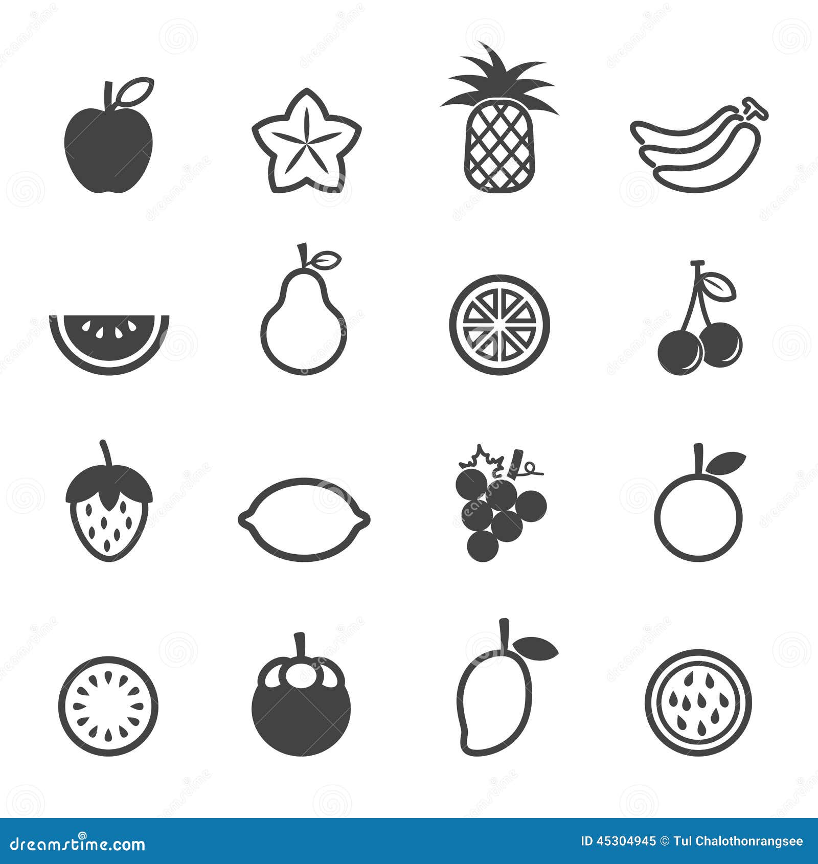 Fruit vector icons stock vector. Illustration of healthy - 45304945