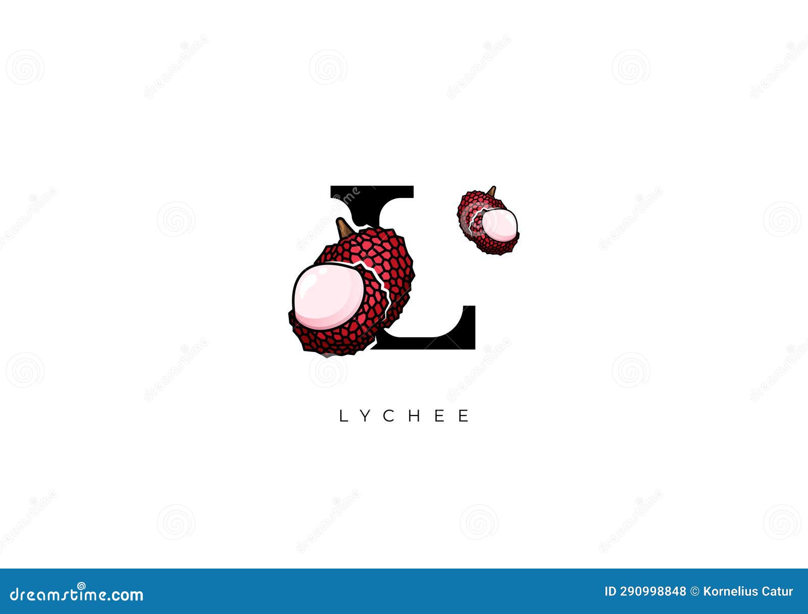 Red LYCHEE FRUIT Vector, Great Combination of Lychee Symbol with Letter ...
