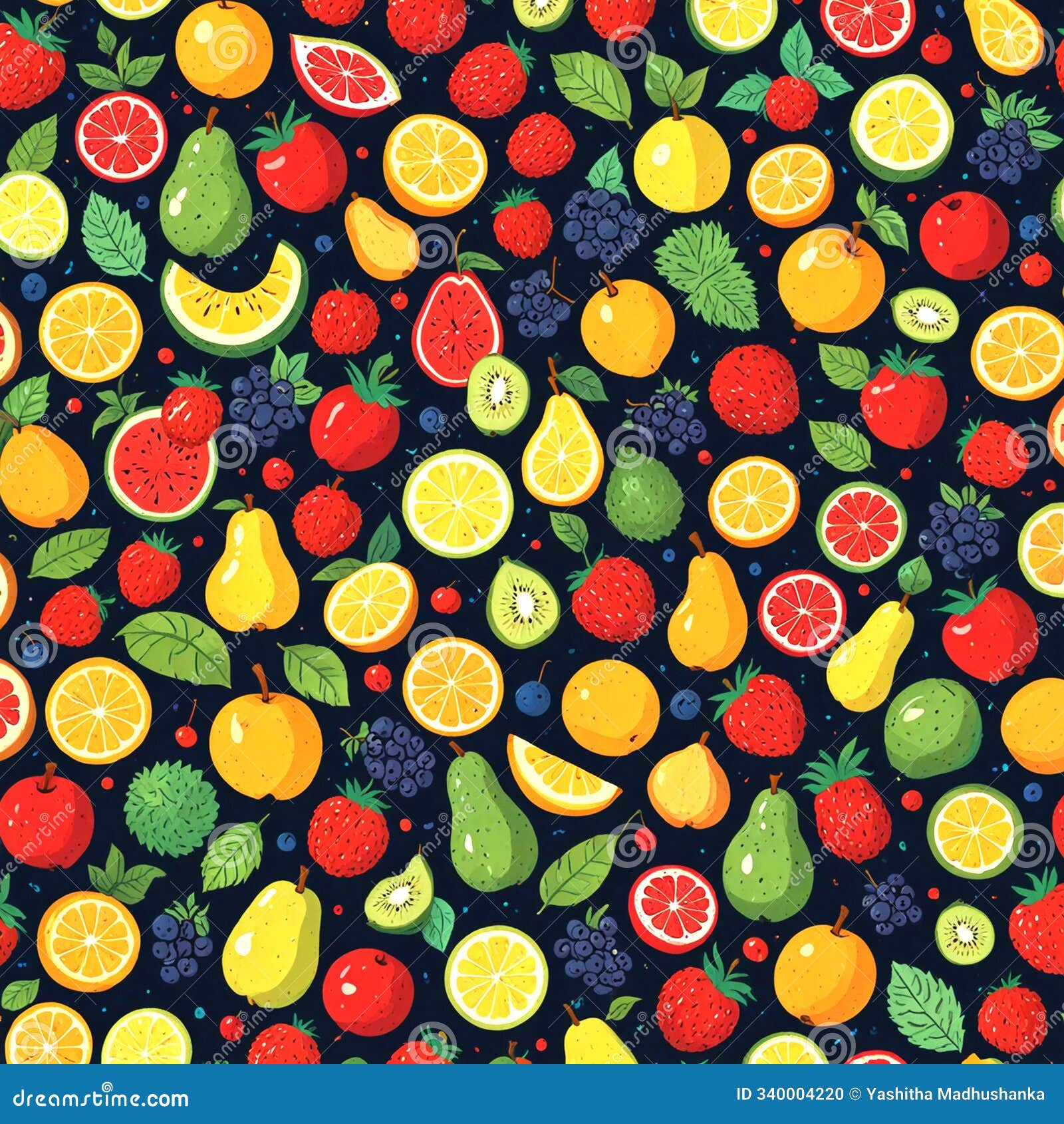 Fruit Vector Pattern Wallpaper with Solid Background Stock Illustration ...